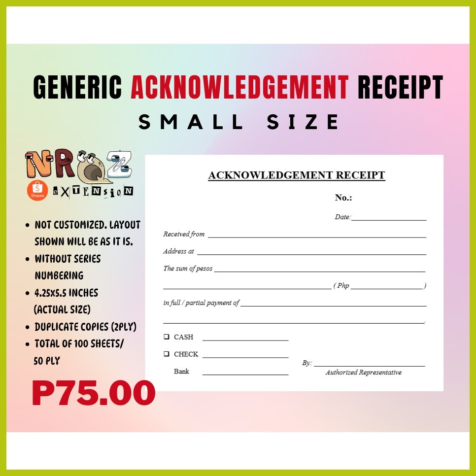 ∨ ↂ ACKNOWLEDGEMENT RECEIPT Small Size Carbonized GENERIC ONLY | Shopee Philippines