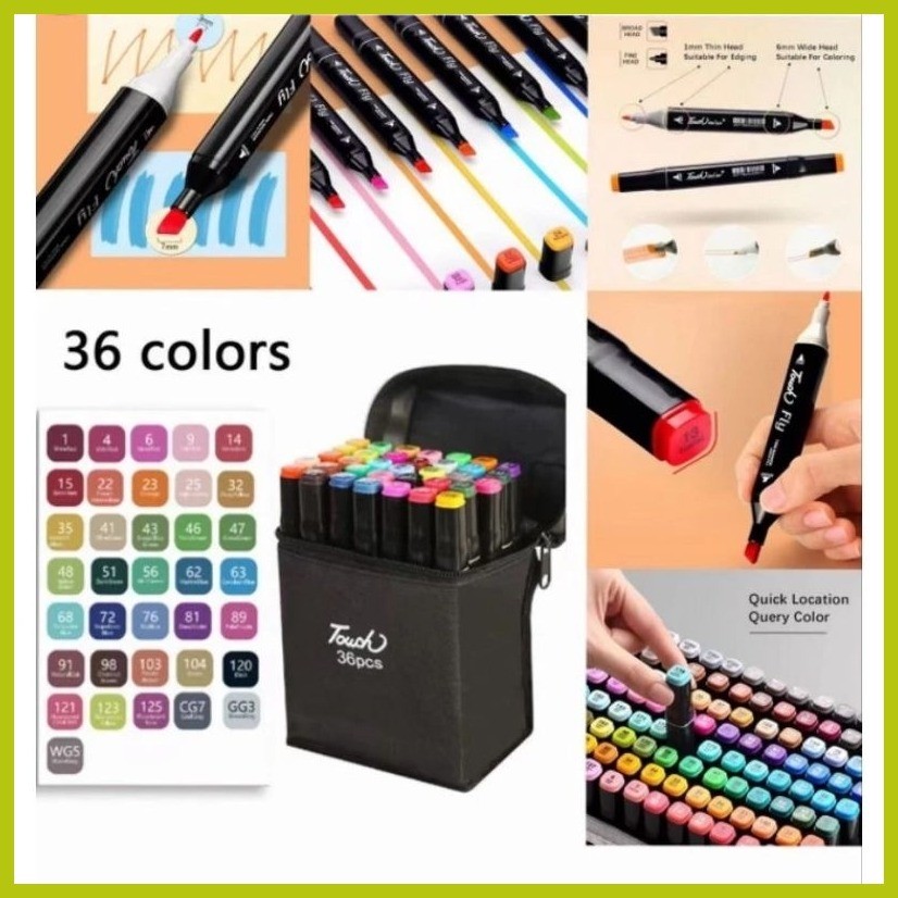 JKYSD 2in1 Marker Pen Alcohol marker colored marker highlighter Pen 24 ...