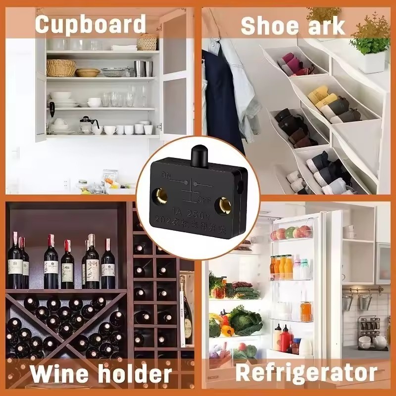 Automatic Reset Switch for Wardrobe Closet Household Cabinet Door Black ...