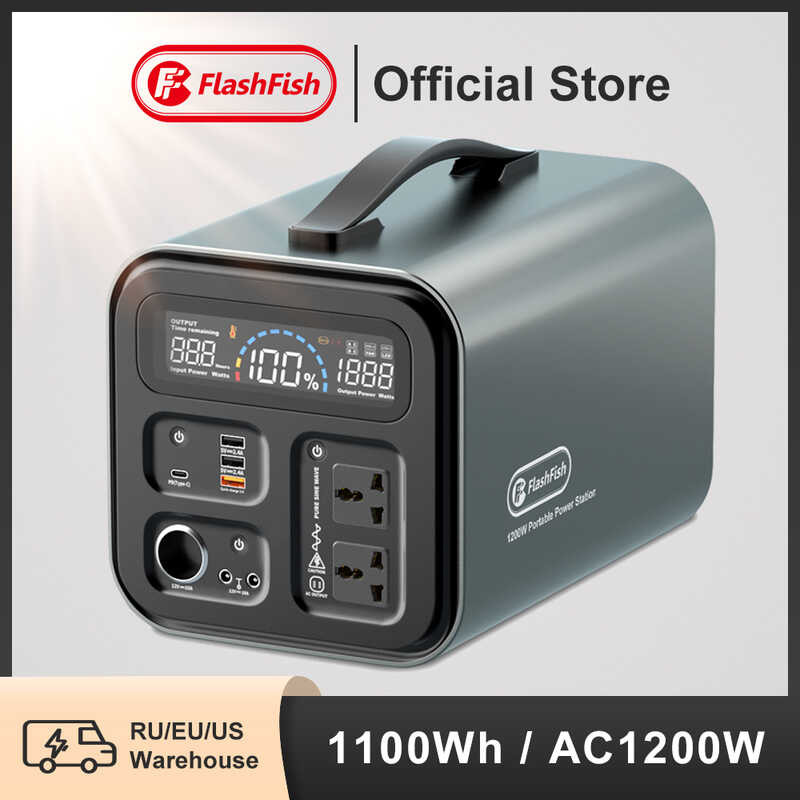 FF Flashfish 230V Portable Power Station 1100Wh Solar Generator 1200W ...