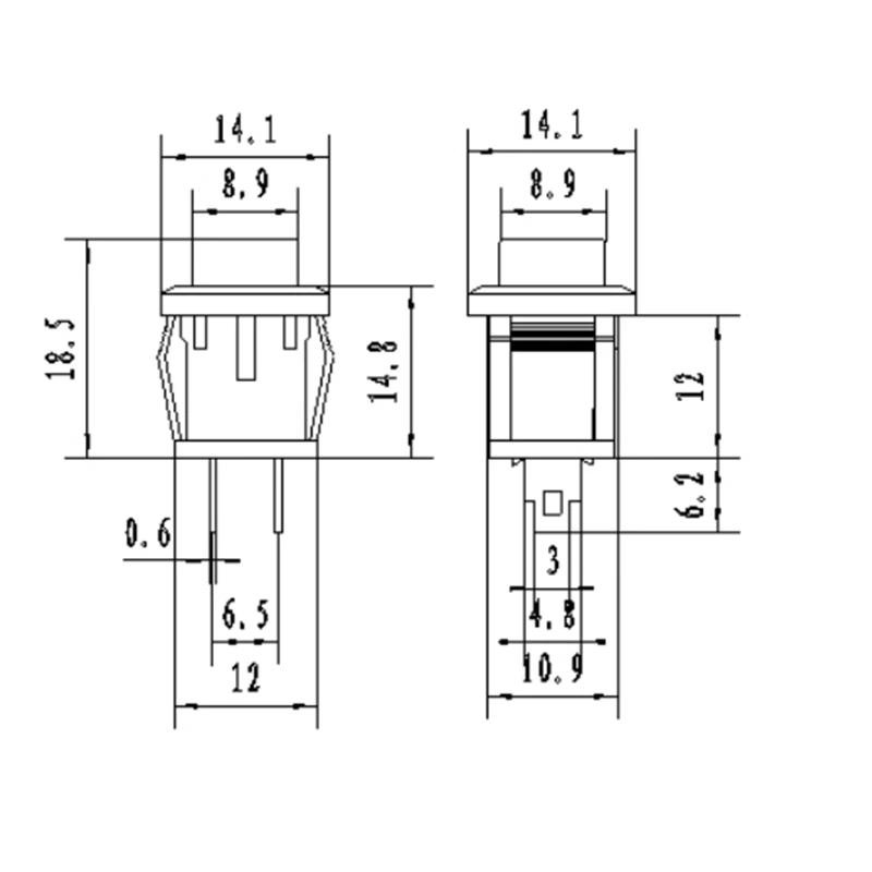DS-430 Push Button Switch Self-Reset NO Normally Open Lockless 1A 125VAC Momentary Touch Switch ...
