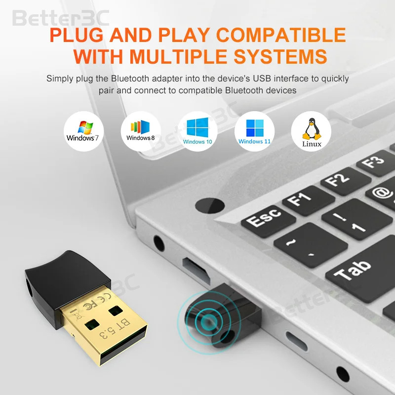 USB Bluetooth 5.3 Dongle Adapter Driver-free bluetooth transmitter ...