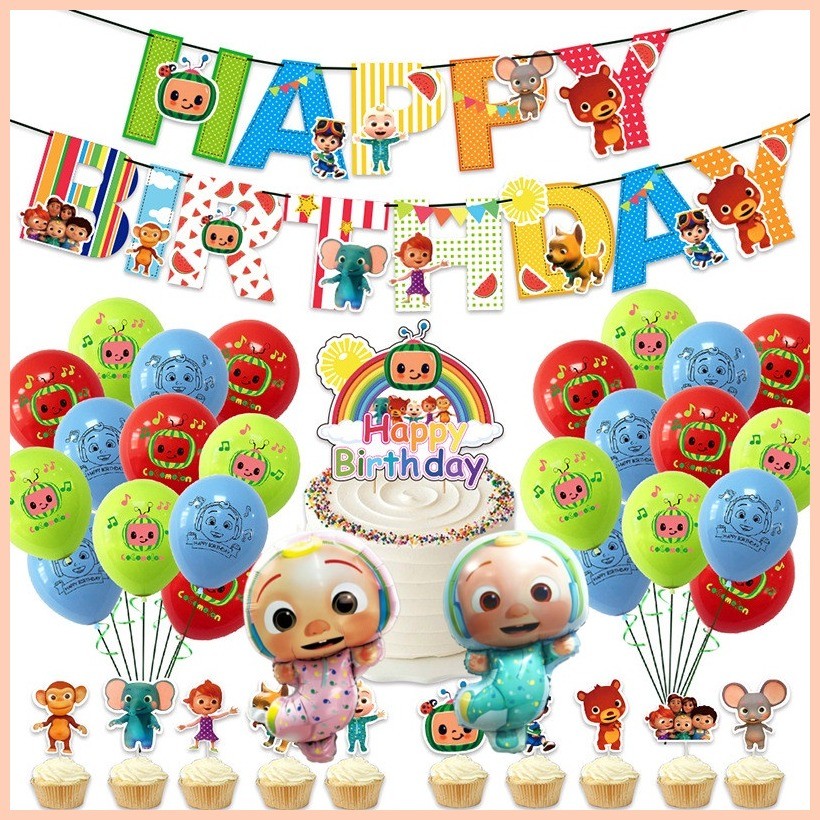 Cocomelon Balloons JJ Foil Balloon Cake Topper Birthday Banner Latex ...