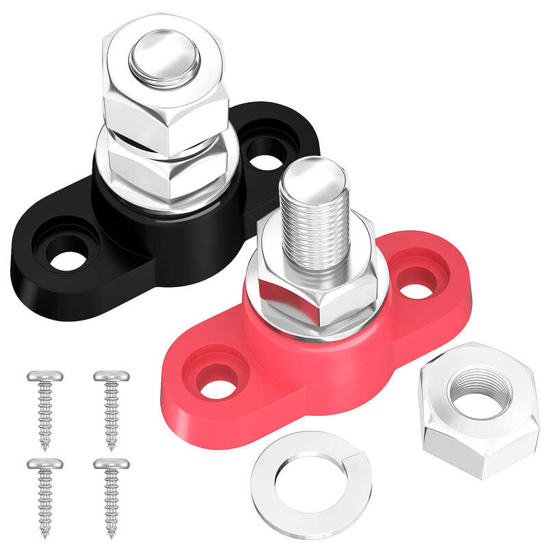 5F6 Automotive Power Distribution Block Single 3/8" M10 Stud Terminal Battery Junction Post Bus ...