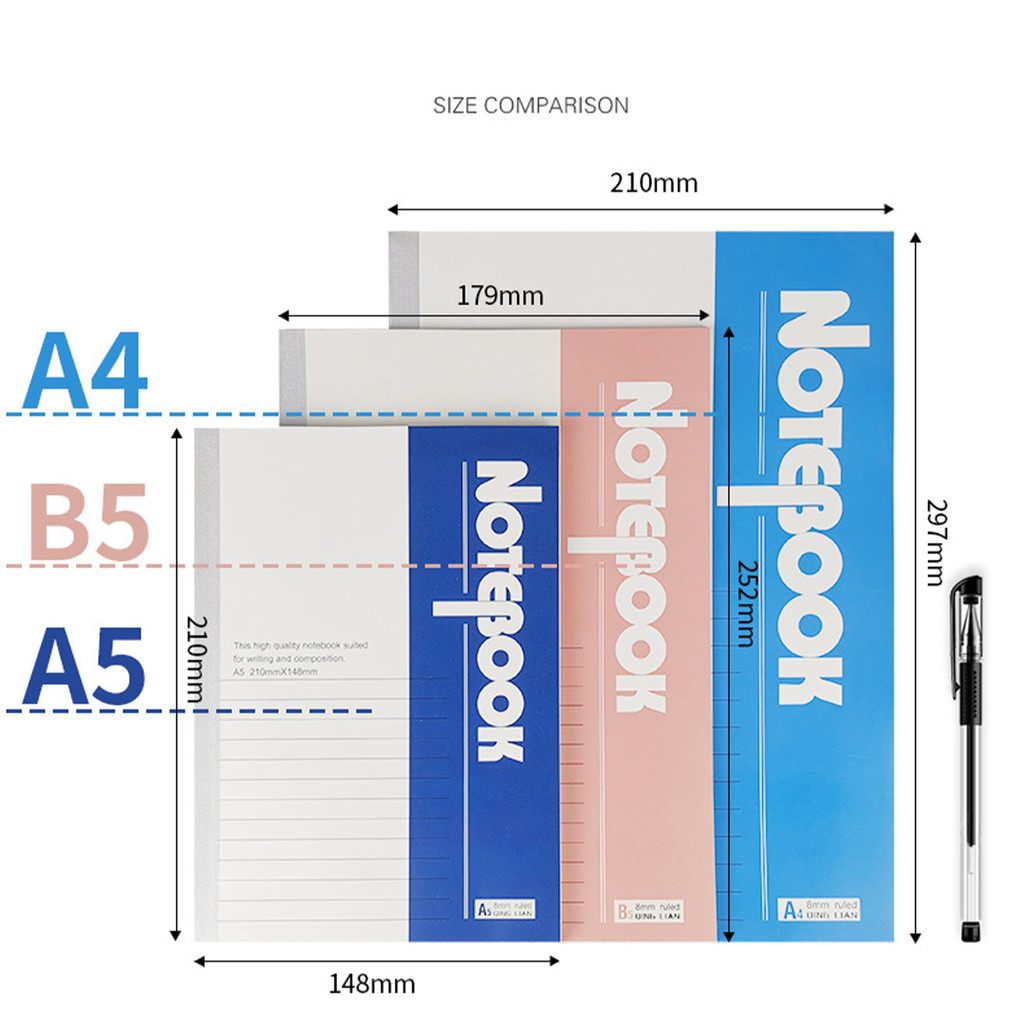 Ohayo 10 Books A4/B5/A5 Notebook Blank Diary 60 Sheets Lined Soft Book ...