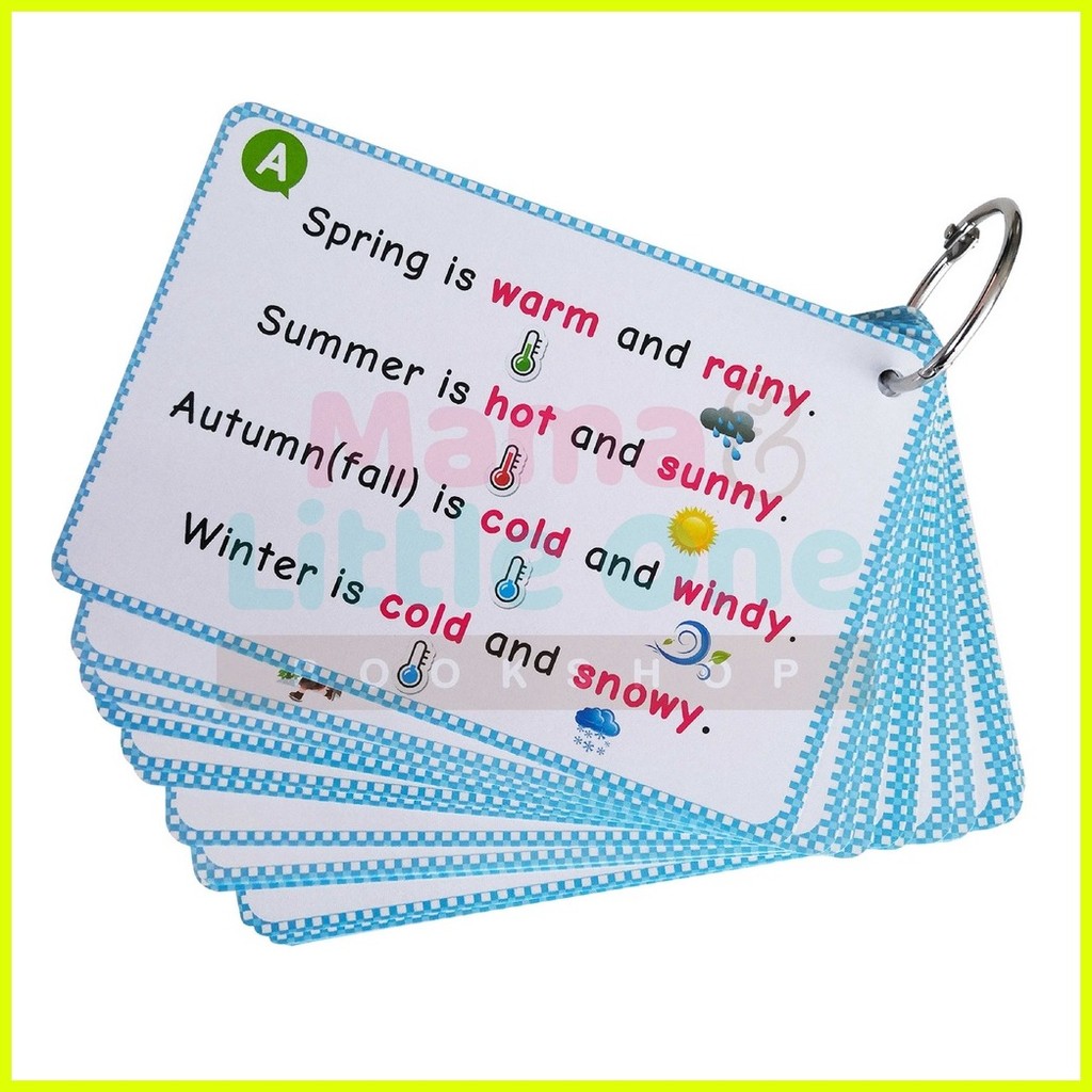 Weather Seasons English Learn Teach Visual Aid Educational Picture Card ...