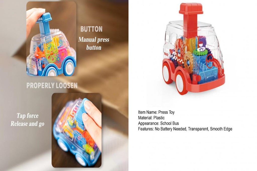 Kids Car Toy Press Toy Car for Kids Transparent Gear Mini Toy School ...