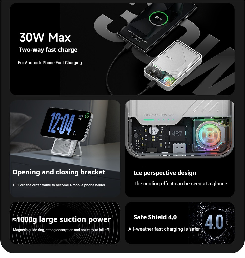 Sharge ICEMAG 2 Qi2 Magnetic Power Bank 10000mAh 30W Max Portable ...