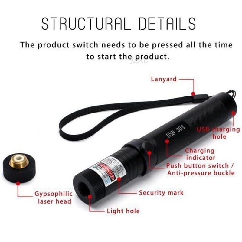USB Rechargeable Green/Red Laser Pointers 532nm 10000m High Power Laser ...