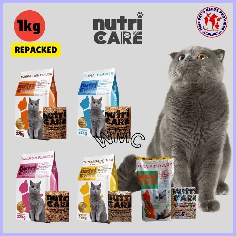 1kg Repacked Nutri Care Cat Dry Salmon Tuna Food for All Stages ...