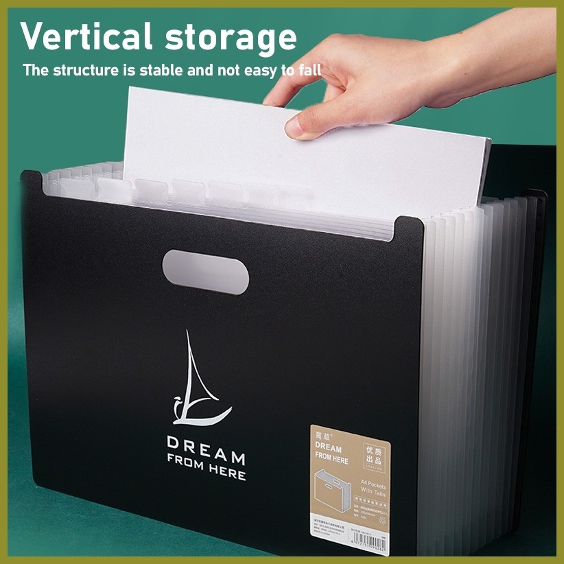 ↙ ๑ Big Capacity A4 Paper Expanding File Organizer Long Size File Case ...