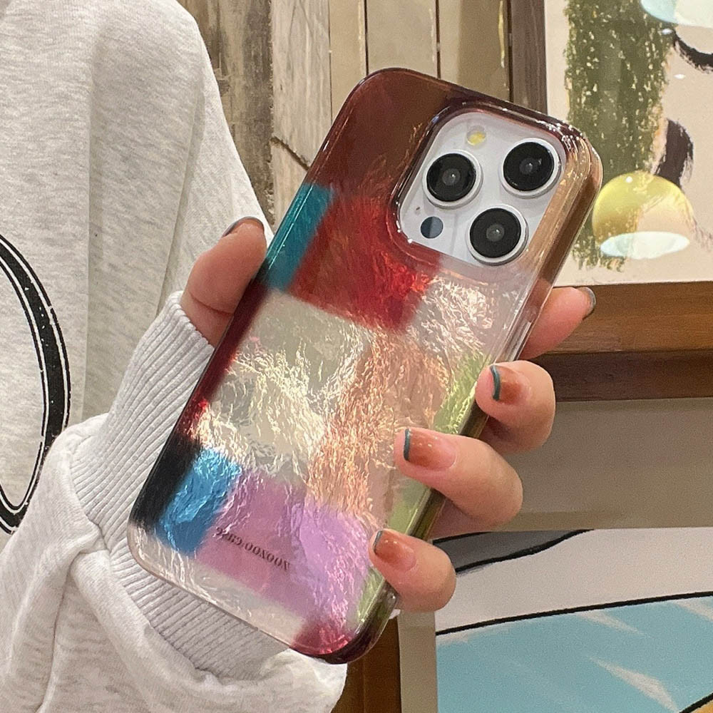 Cute Contrast Color Block Phone Case For iPhone 16 15 14 13 12 Pro Max ...