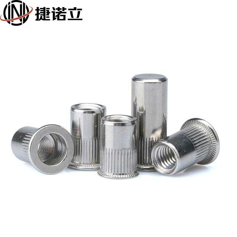 JNL 58600 304 stainless steel flat head knurled rivet nut with pull cap ...
