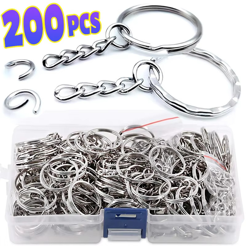 50/100/200Pcs 25mm Split Keychains/DIY Silver Blank Keyrings | Shopee ...