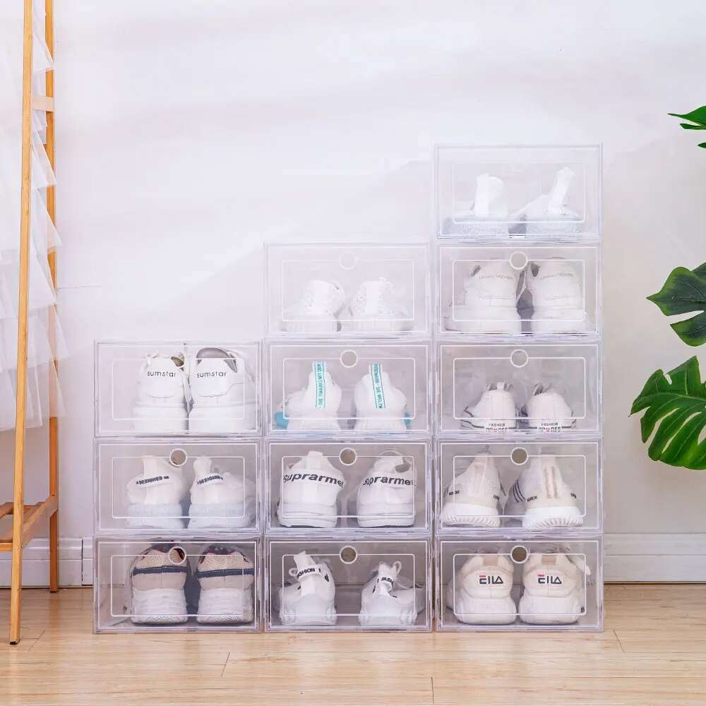 Transparent 6pcs/set Shoes Case Thicked Drawer Plastic Stackable ...