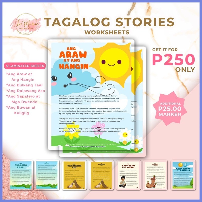 [Ready Stock] TAGALOG STORIES MAIKLING KWENTO WORKSHEETS Laminated ...