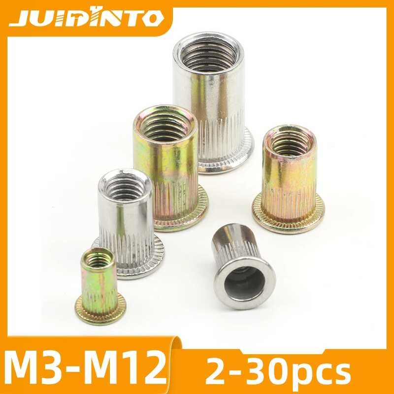 JUIDINTO 2-30pcs Bd Rivet Nut Stainless Steel Rivnut M3 M4 M5 M6 M8 M10 M12 Zinc Plated Threaded ...