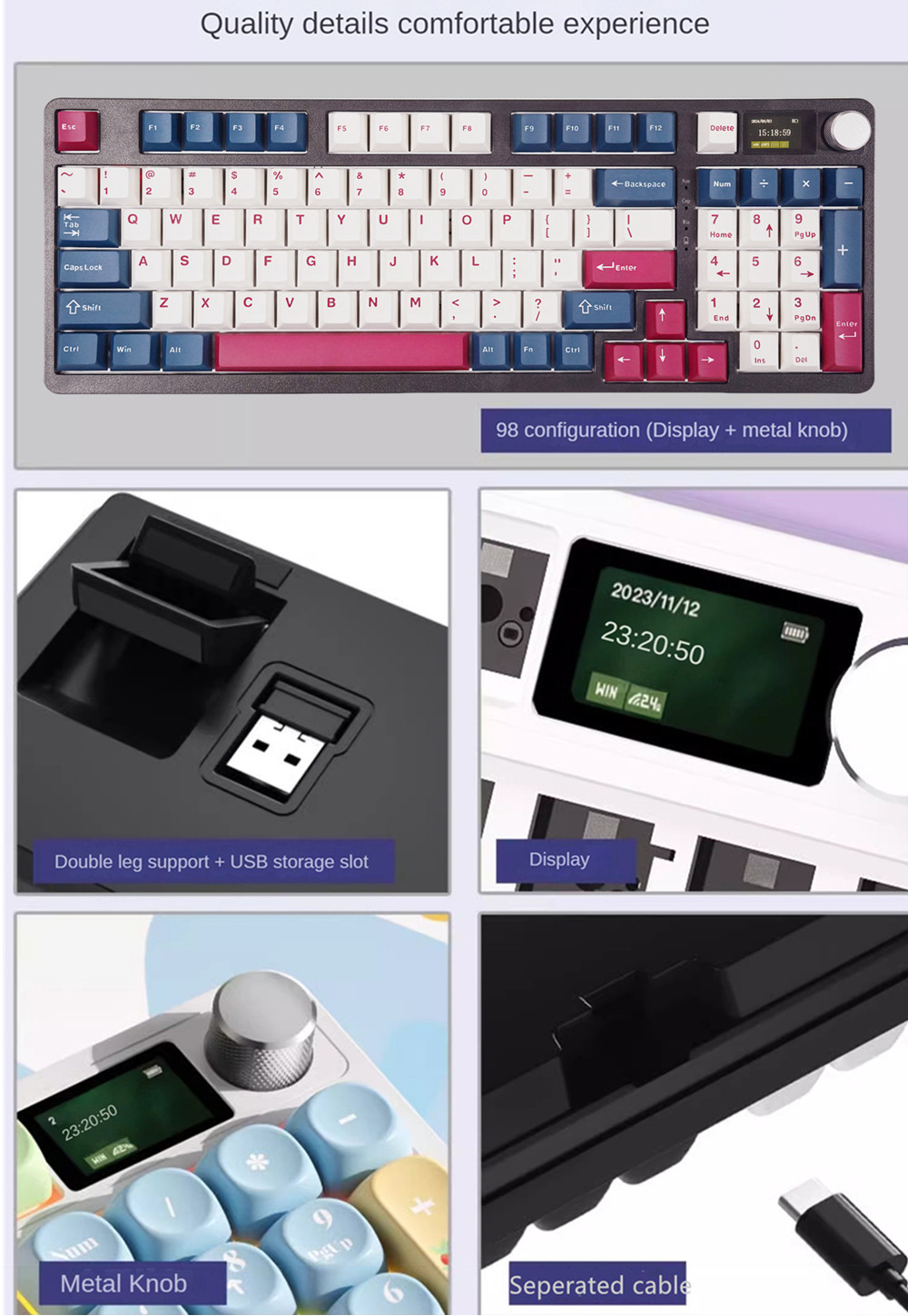 Mathew Tech KC98 Pro Three Mode Mechanical Keyboard 98% Layout RGB ...