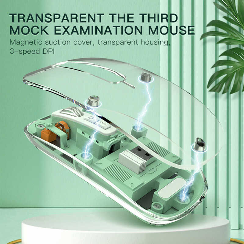 Modes 3 Wireless Bluetooth Transparent Mouse Dual BT +2.4Ghz 2400Dpi ...