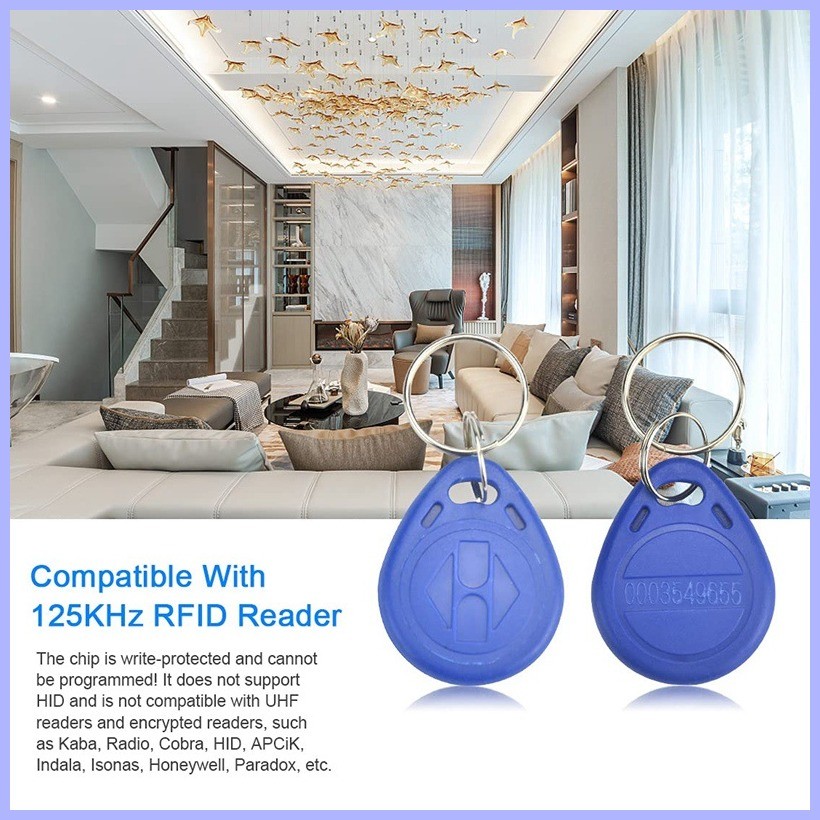 50Pcs 125 Khz Proximity ID Card RFID Keyfob Access Control Key for Door Entry Access Control ...