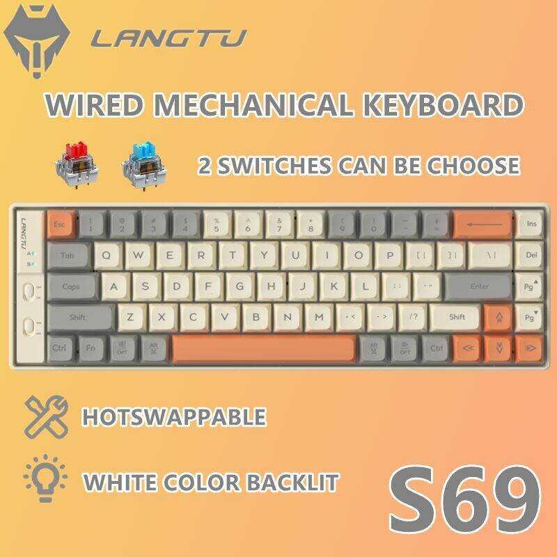 S69 Hotswappable LANGTU White Color Backlit Blue Red Switch Wired Nical ...