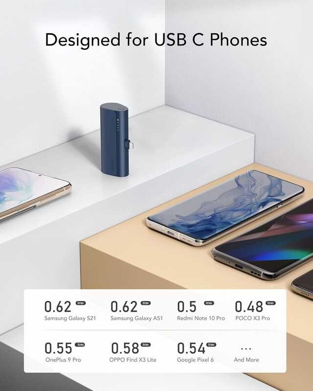 USB Veger C , 5000Mah Fast 20W Small Charging Bank For Galaxy S21, S20 ...