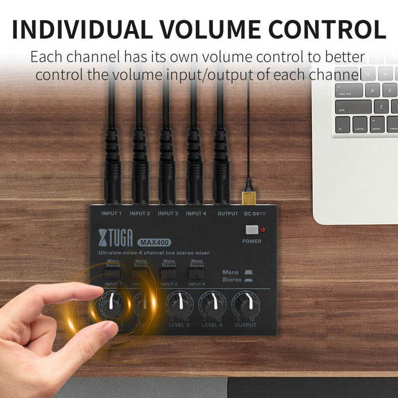 Max400 XTUGA Ultra Low Noise Channel E Stereo 4 Input 1 Output DC 5V ...