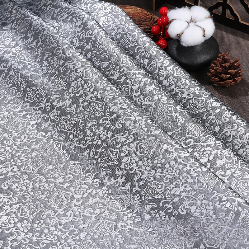 Fish Pattern Jacquard Silk Satin Fabric Ancient Costume Silk Fabric ...