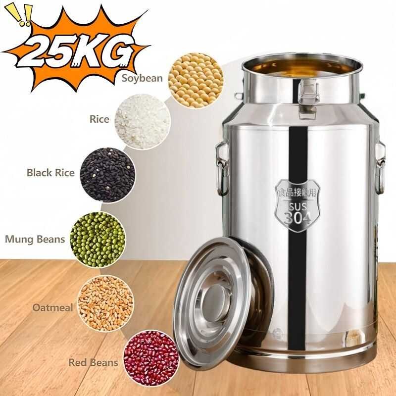 Lagayan Ng Bigas 25 Kilos Stainless Rice Storage Container Dispenser ...