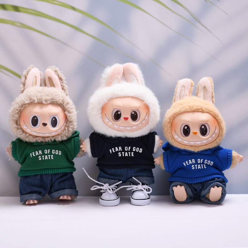 15cm 17cm Labubu Clothes Hoodie+Canvas Shoes For labubu v1 v2 Baby ...