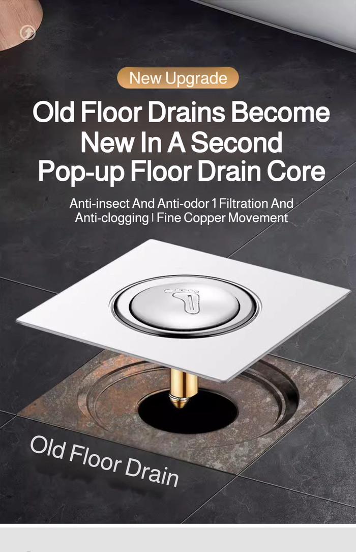 Stainless steel floor drain sealing cover antibug foot popup core ...
