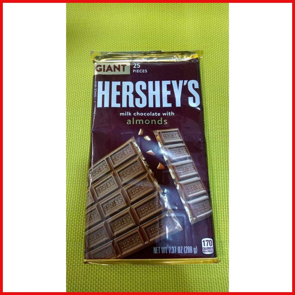 Giant Hershey's Milk Chocolate Bar (214g) / Hershey's Milk Chocolate Bar with Almond (208g ...