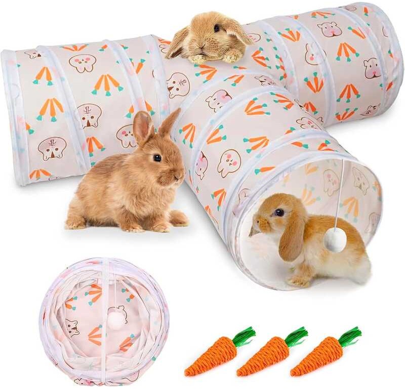 Rabbit Tunnels & Tubes - Small Animals Collapsible Hideouts Bunny ...