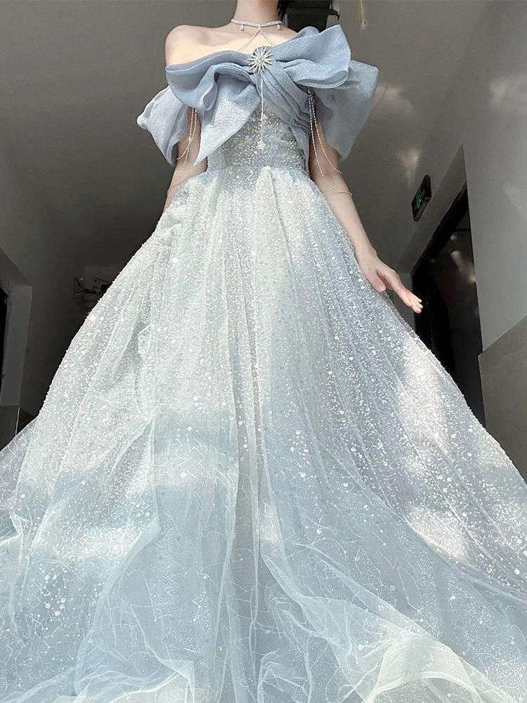 Blue Fugitive Princess Evening Dress 2024 New Style Student Day Adult ...