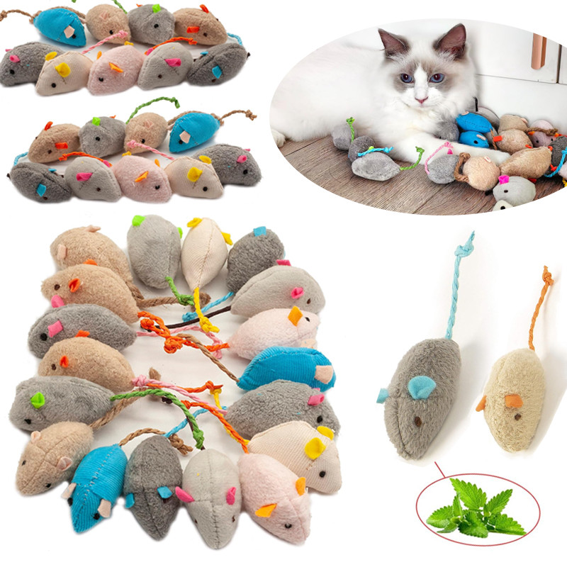 12pcs Rattle Cat Mouse Toys Also Prefilled Catnip Faux Fur Cat Mice ...