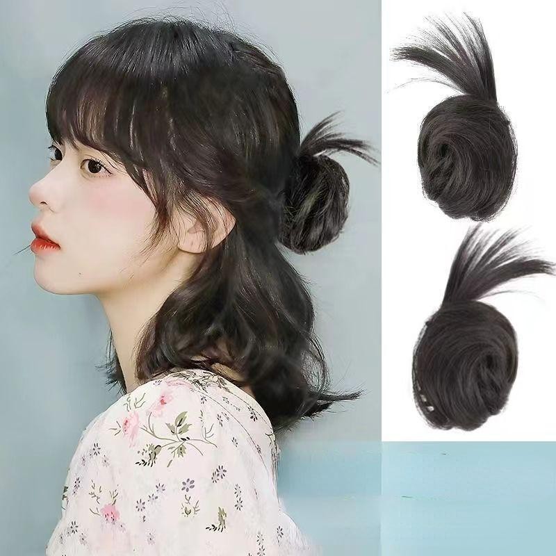 Fashion Craw Clip-in Wig Circle Group Fluffy Natural Pan Hair Wig Bag ...