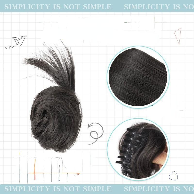 Fashion Craw Clip-in Wig Circle Group Fluffy Natural Pan Hair Wig Bag ...