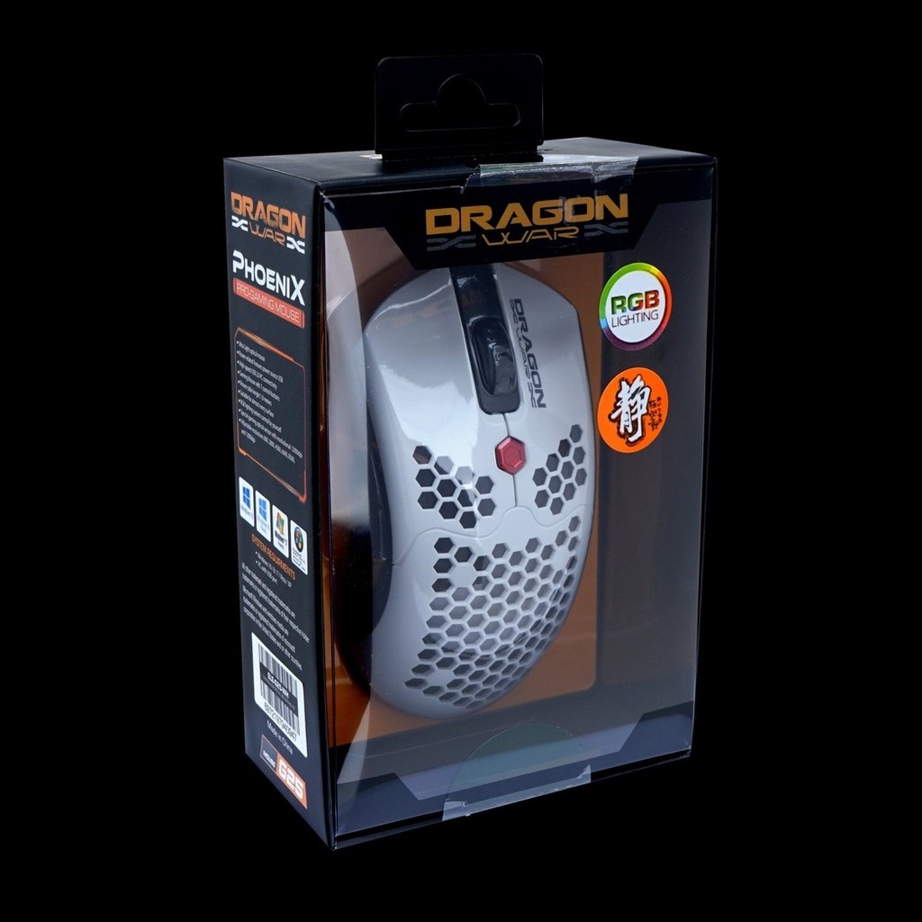 Dragonwar Ultra Light Honeycomb RGB Phoenix Pro Gaming Mouse White (ELE ...