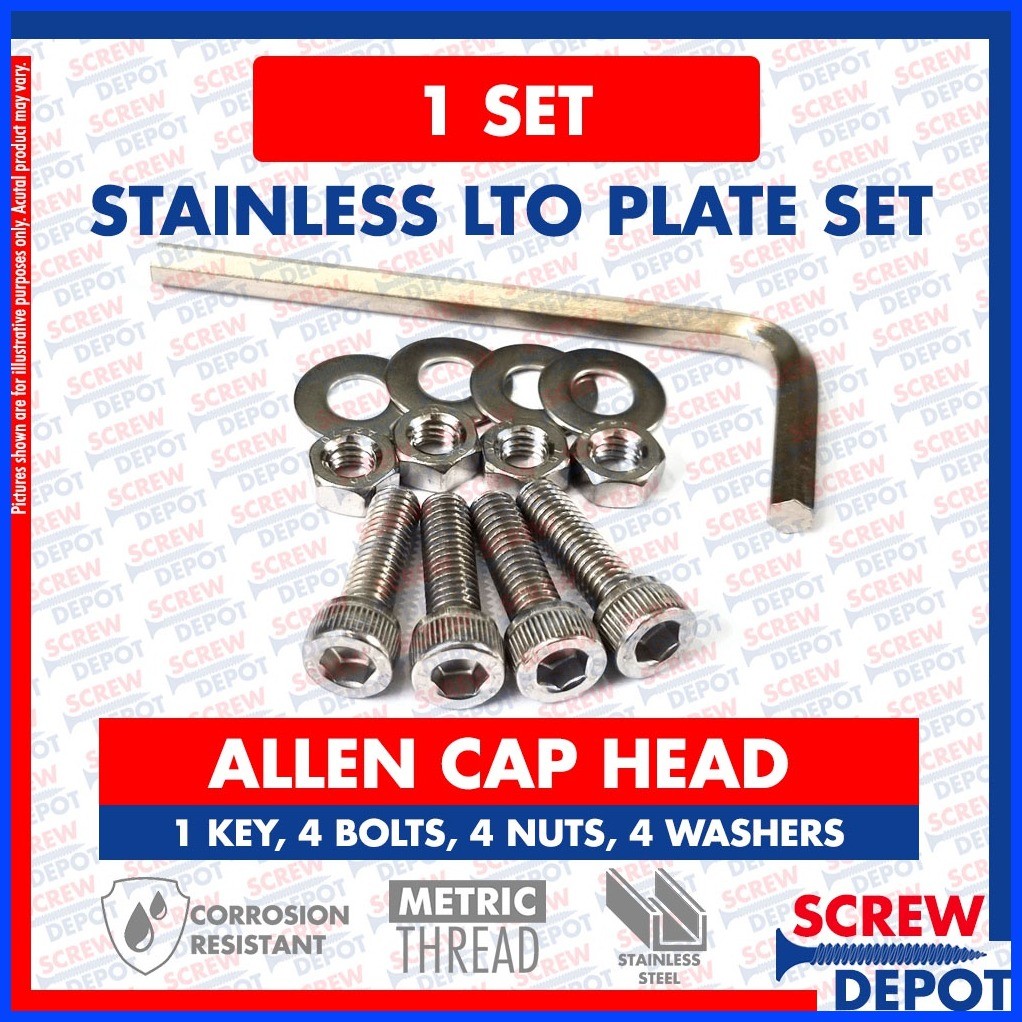 ⛅ 1SET Stainless LTO Plaka Bolt / Plate Number Screw for Car and ...