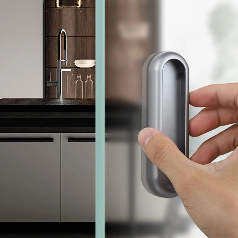 Concealed Handle Nail-free adhesive glass sliding door handle closet ...