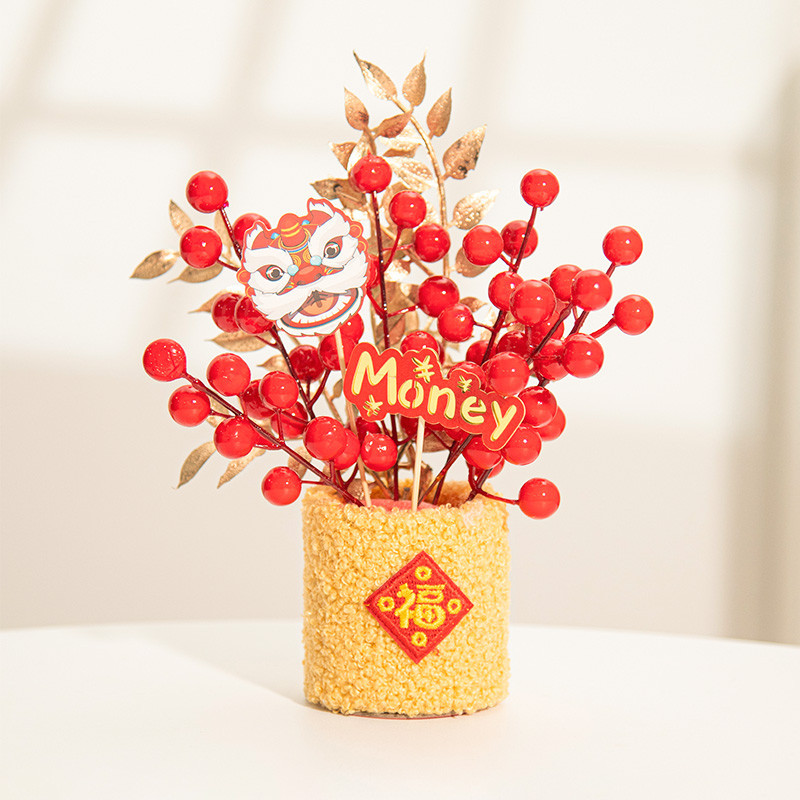 Chinese New Year Blessing Buckets Red Ribbon Bow Hugging Buckets ...