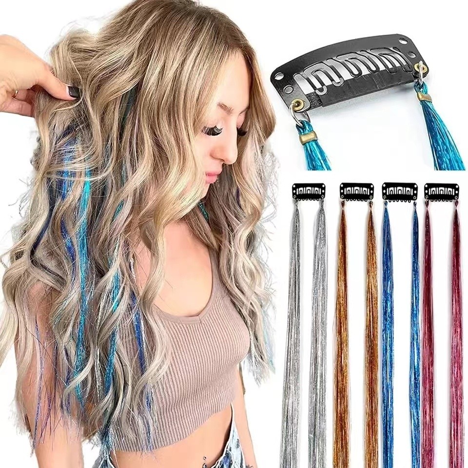 Colorful hair extensions Wig Hairpin Woman for Wig Hair Extension Piece ...