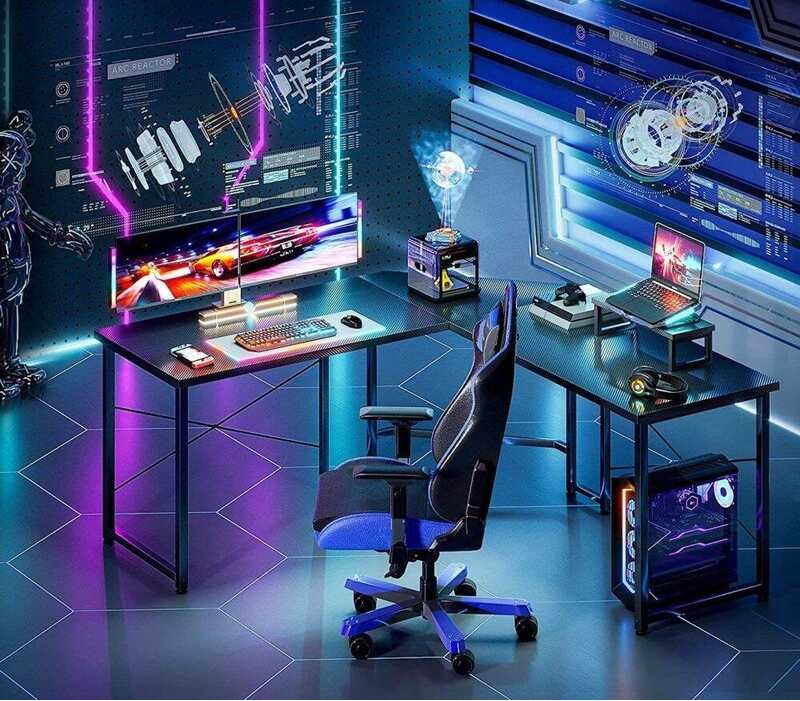 L-Shaped FISHERMAN Desktop Esports Computer Desk With Storage Rack ...