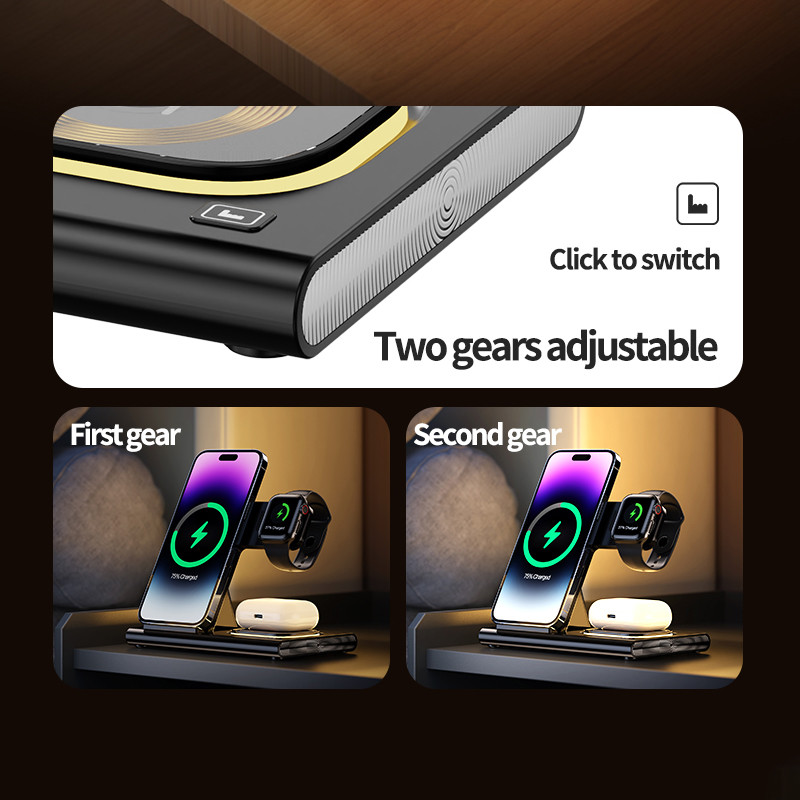 GOOJODOQ 3 in 1 Universal Wireless Charger Stand Foldable Magnetic For ...