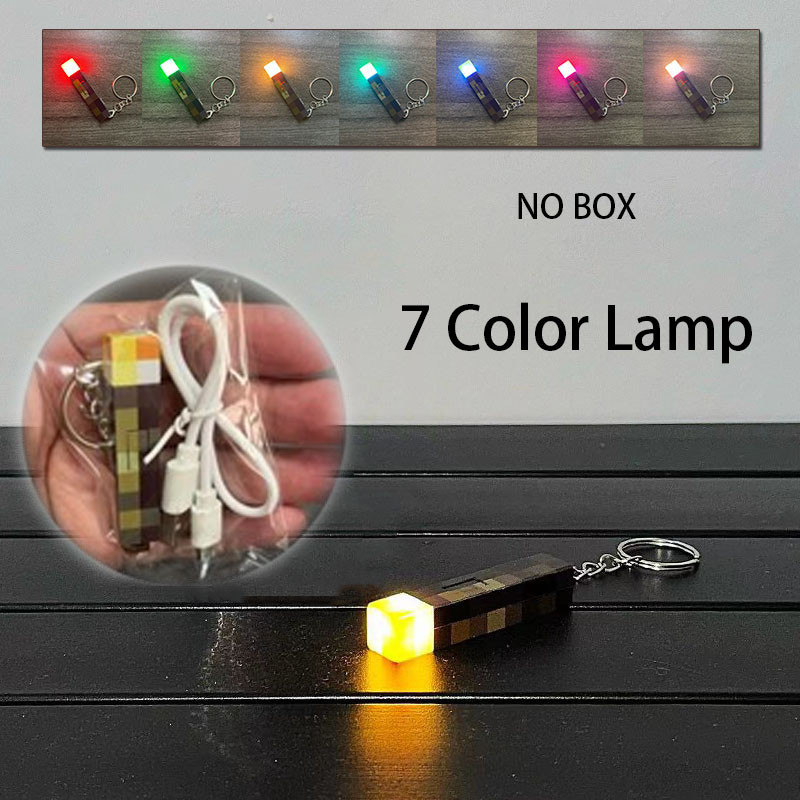 Minecraft 7 Color Lamp Torch Keychain 3D Printed Pendant LED Keychain ...