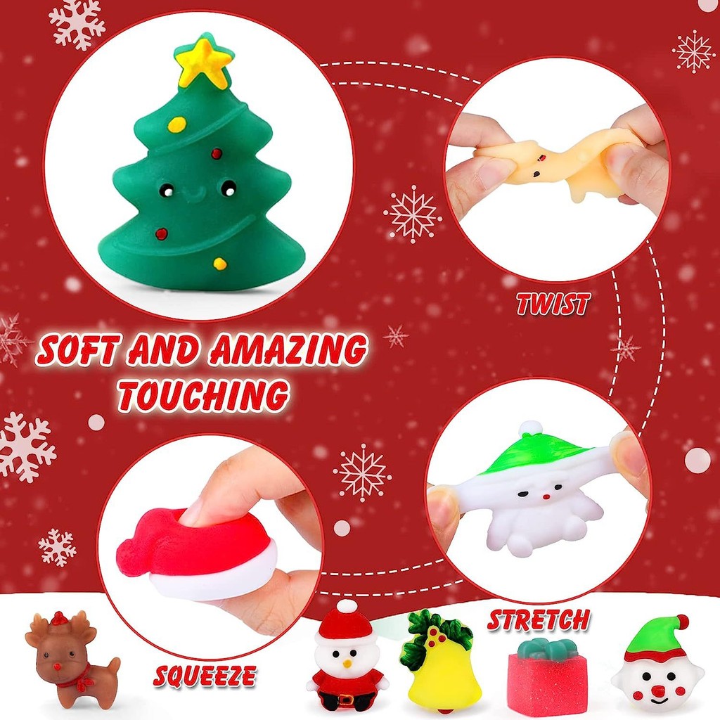 10PCS Christmas Mochi Squishy Toys, Mini Kawaii Christmas Squishies ...