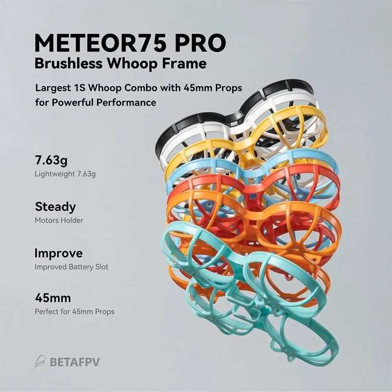 3 BETAFPV 2 Meteor75 Pro FPV Drone Frame 1S Micro Brushless Whoop ...