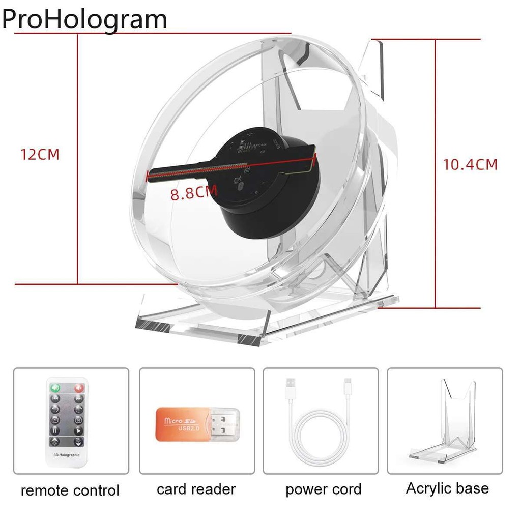 3D Mini HD Hologram Fan Projector LED Sign Holographic Player support Image Video Shop Bar Party ...