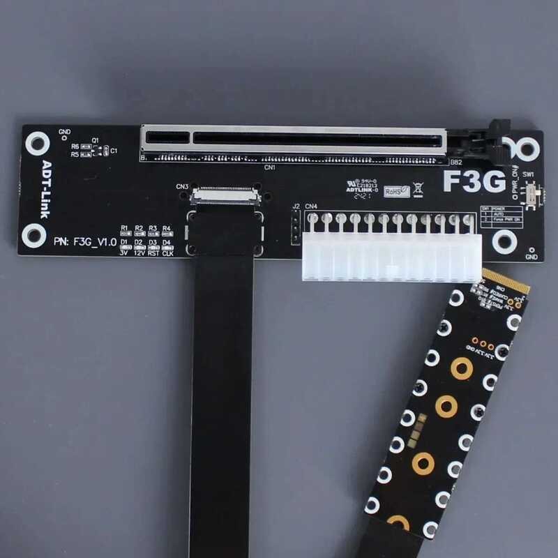 252 Pcie 5.0 X4 Riser Cable 128Gbs M.2 Key M Nvme To X16 External Egpu ...