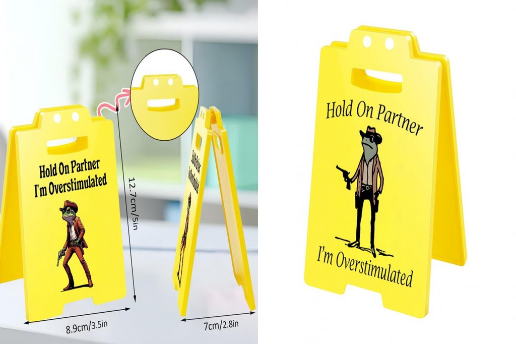 (New) Acrylic Warning Sign Decorative Table Sign Funny Cowboy Frog Desk ...